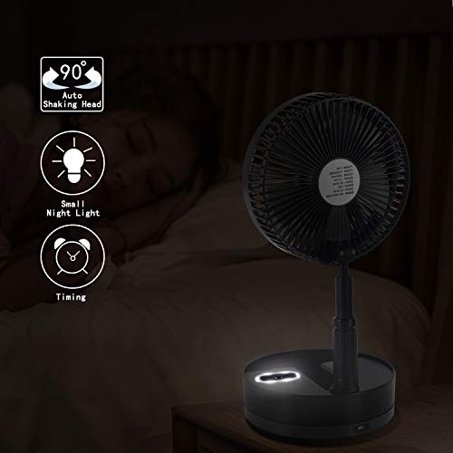 Upgraded Oscillating Fan Height Adjustable Folding and Portable Fan Rechargeable Battery Operated Fan with 4 Speeds Strong Wind for Home Office Travel, Camping, Battery Powered Fan 10800mAh(8.5-33.5h)