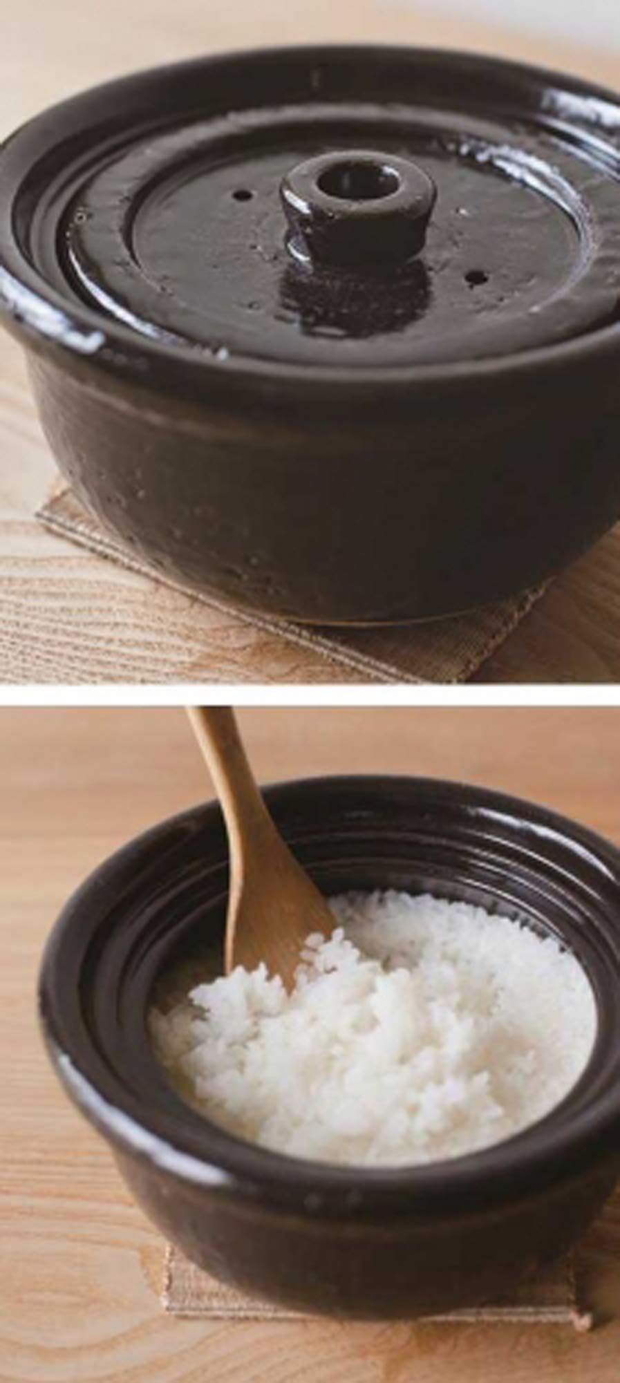 Japanese Donabe Kago Rice Cooking Pot, 2 Go, 1200cc, Black