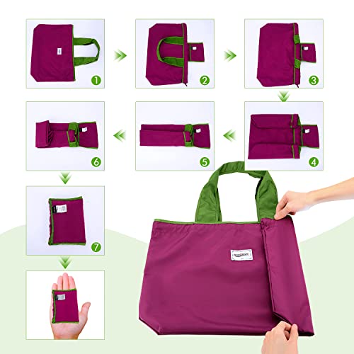 MVSCOCEAN Reusable Grocery Bags, Colorful Shopping Bags,Machine Washable,Foldable,Durable,Lightweight,Set of 3 (Fuchsia,Lake Blue,Purple)