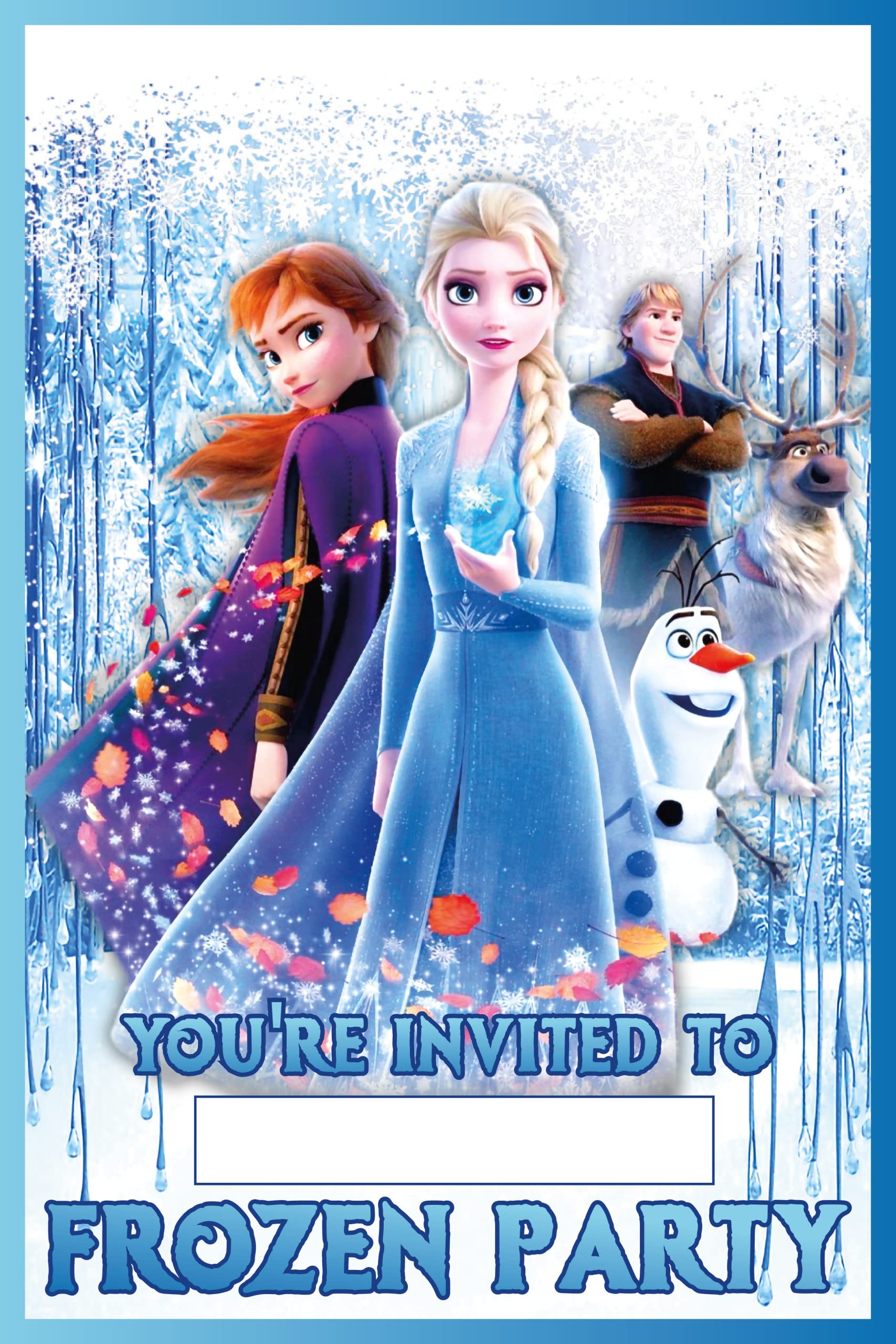 Set of 20 Winter Princess Themed Happy Birthday Invitation Cards & Envelopes β Lightweight (240g), Postcard Style Invites for the Perfect Party Pack