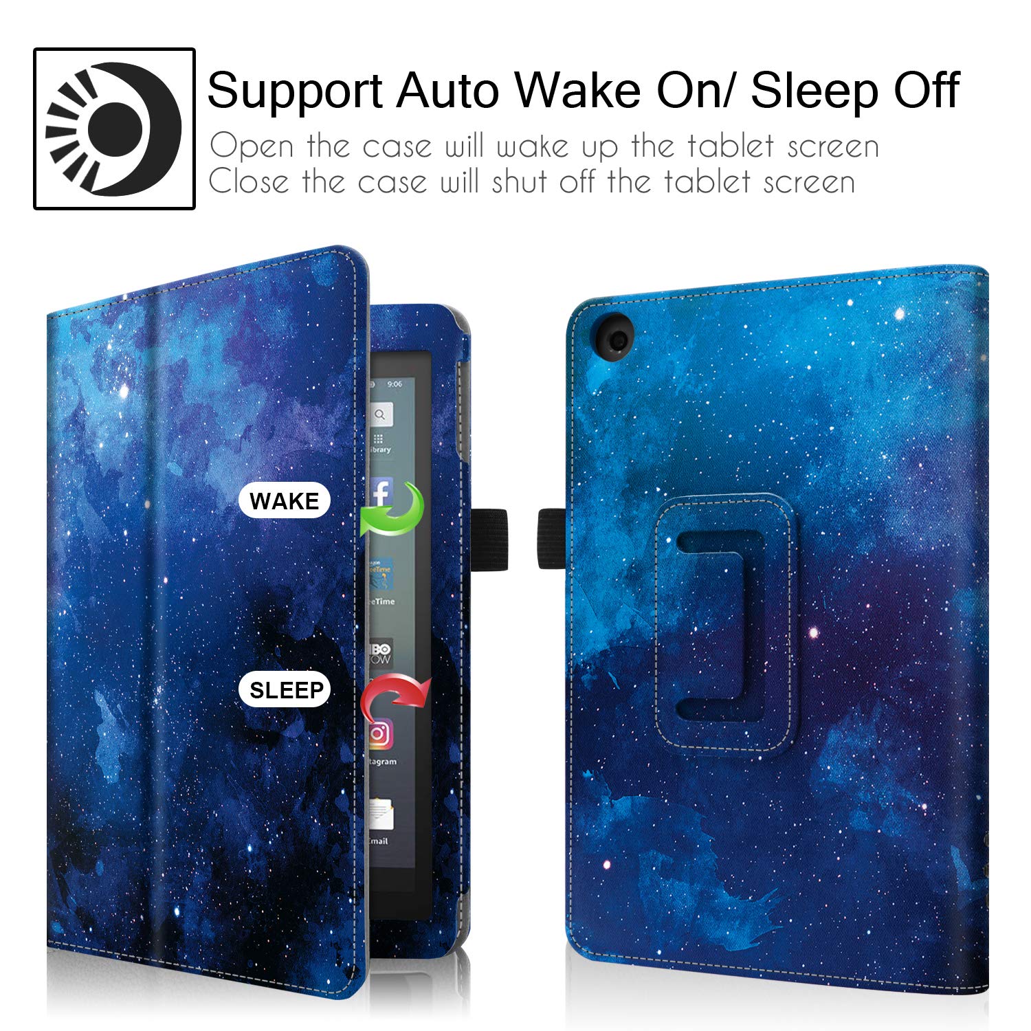Famavala Folio Case Cover for Previous Version Fire 7 Tablet (9th Generation, 2019 Release) (Blugaxy)