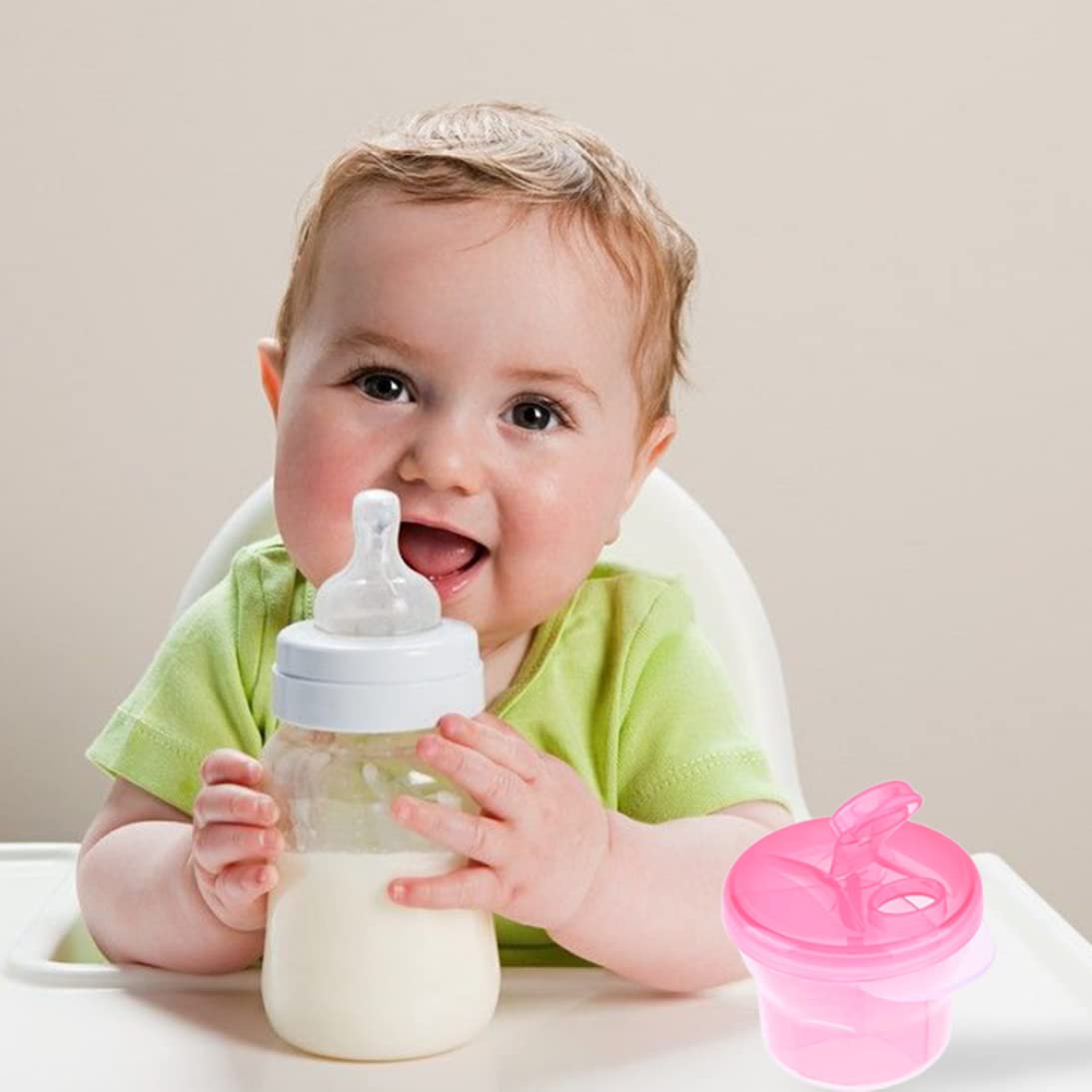 KUYYFDS Powder Formula Dispenser Non-Spill Rotating Milk Powder Three Layer Stackable Snack Cup Formula Dispenser Container Storage Pink Three-Layer Milk Powder Cup Milk Powder Dispenser,Milk Powder