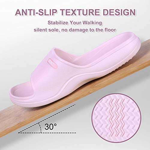 Soft Sandals Slides for Women Men Lightweight Beach Pool Shower Shoes Bathroom Slippers, Pink