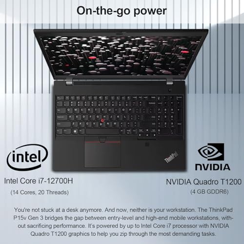 Lenovo ThinkPad P15v Gen 3 Business Laptop, 15.6" FHD Display, Intel Core i7-12700H, NVIDIA Quadro T1200, 128GB DDR5 RAM, 8TB SSD, HDMI, Webcam, FP Reader, SD Card Reader, Wi-Fi 6, W11 Pro, Black