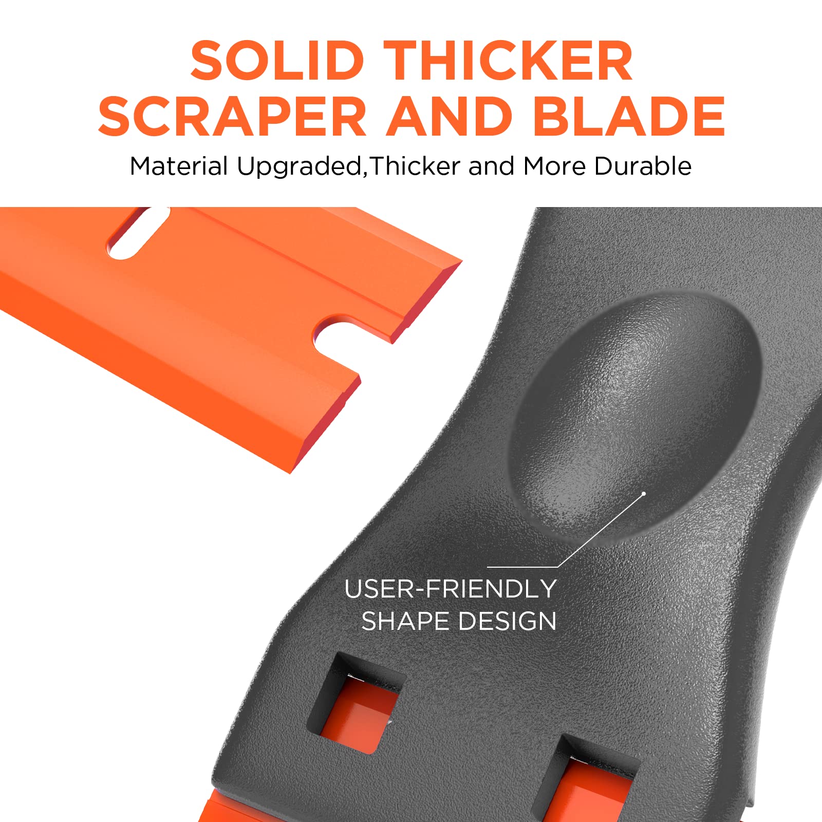 Plastic Razor Blades Scraper Tool - 2 Pack Wall Paint Remover with 100 Pcs Plastic Blades Kit No Scratch Car Window Glass Wood Sticker Removal Floor Stove Kitchen Decal Tape Cleanings