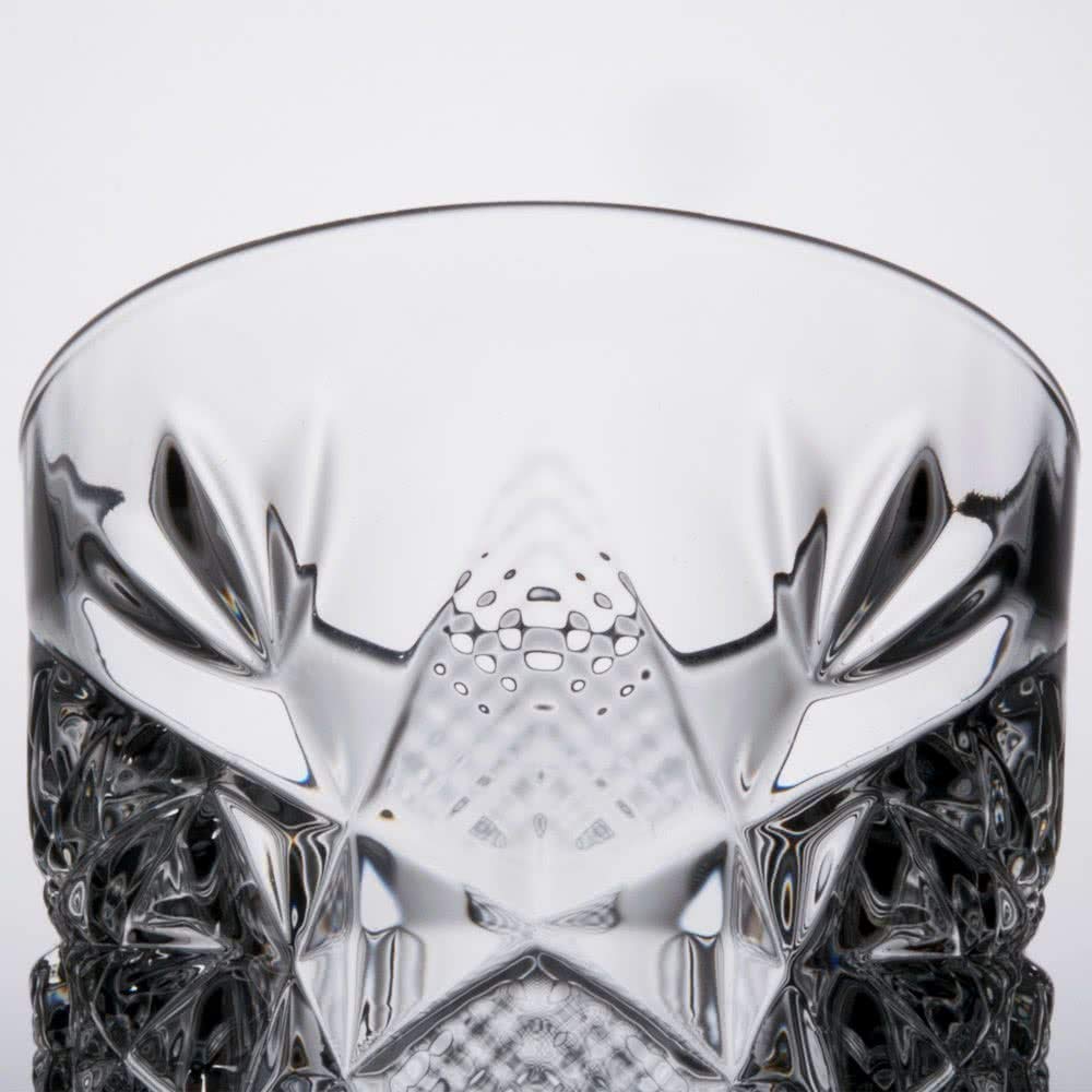 Hobstar Double Old Fashioned Glasses 12oz / 340ml - Set of 4 - Vintage Cut Glass Whisky Tumblers by Libbey