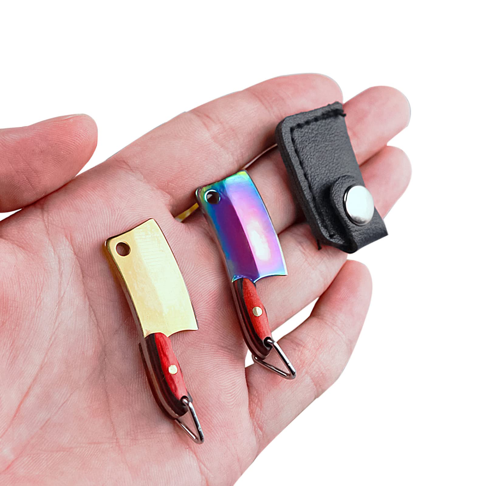 Ruksifg Tiny Knife Set 2Pcs Electroplated Mini Chef Cleaver with Sheath Mini Knife for Package Opener Box Cutter