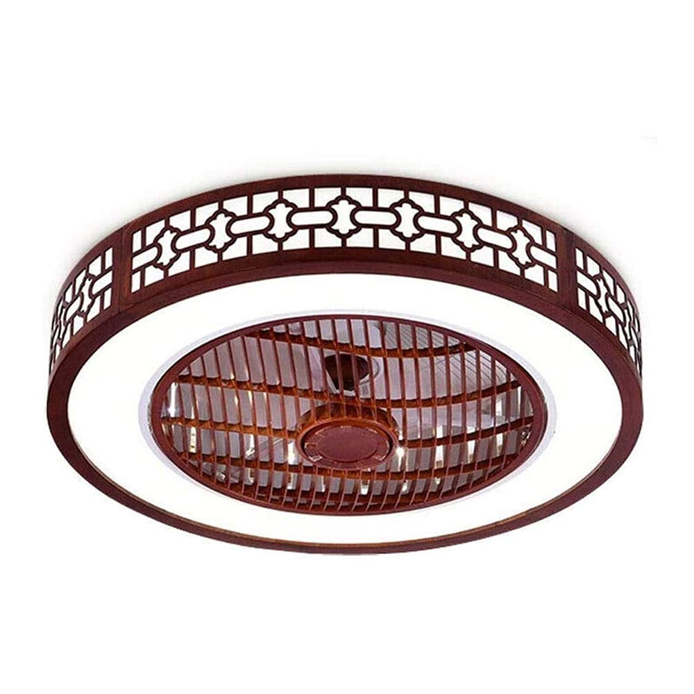 FAiruo Modern Chinese Led Ceiling Fan with Remote Control 64W Invisible Semi-Recessed Installation Solid Wood Adjustable Wind Speed Ceiling Light Fan with Fans Bedroom Living Room Dining