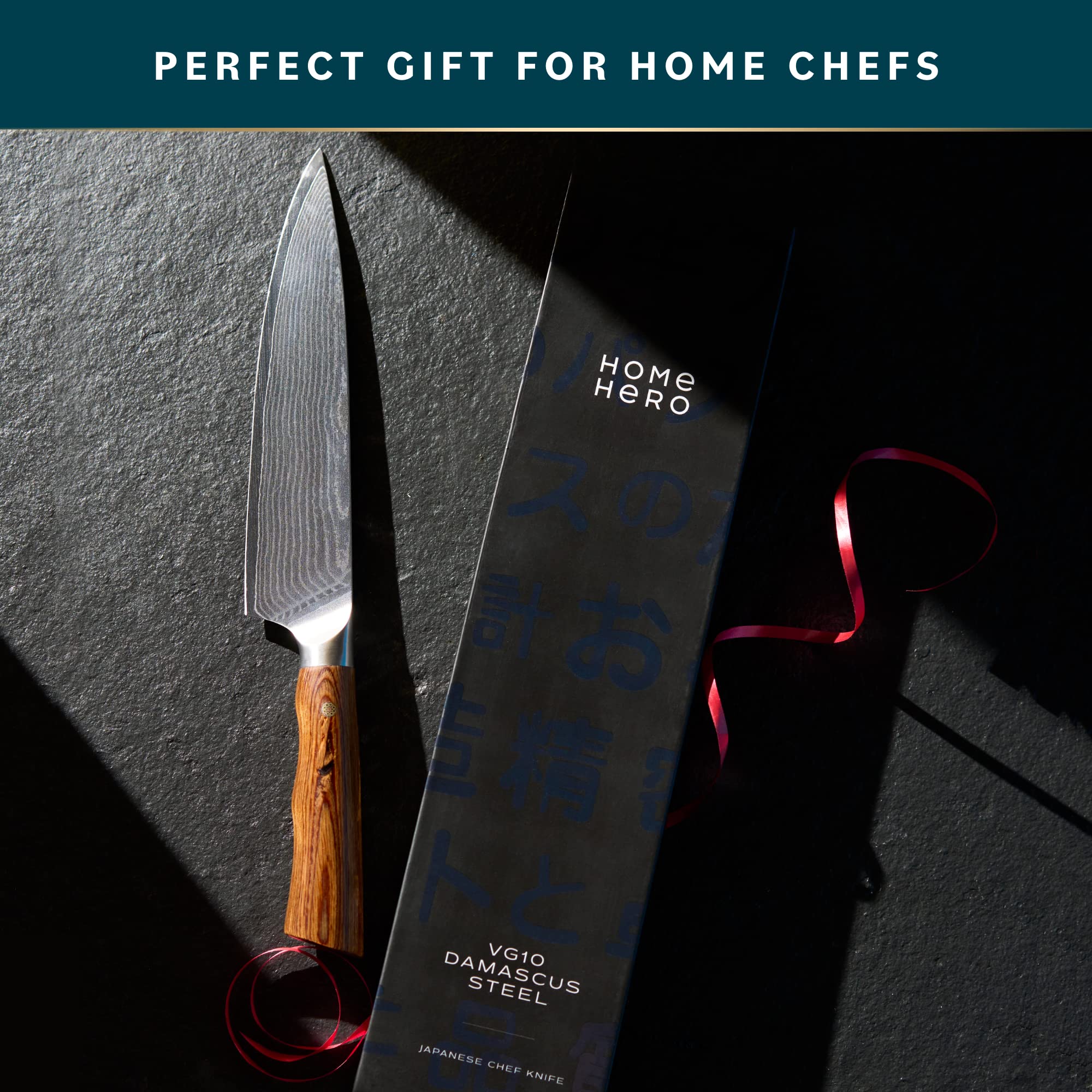 Home Hero 2 Pcs Japanese Knife Collection with Sheath - VG10 Damascus Steel Triple Rivet Kitchen Knife - Ultra Sharp 67 Layers Damascus Knife with Ergonomic Rosewood Handle (8 Inch Chef Knife)