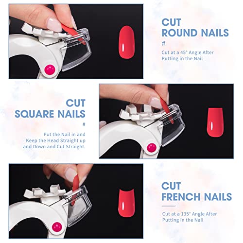 Setgnur Acrylic Nail Clippers for Acrylic Nails, Adjustable Acrylic Nail Cutters for Nail Tips with Sizer, Professional Fake Nail Cutter Nail Trimmer Manicure Tool for Home Nail Salon(White)