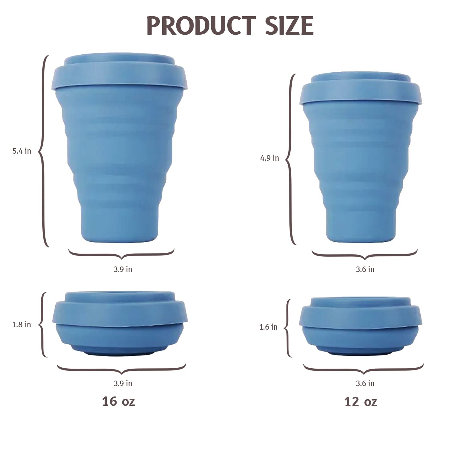 HOGOWARE travel coffee mug collapsible cup insulated tumbler smoothie with lid silicone reusable to go foldable silicon folding hot cold tea water - Large (Army Green)