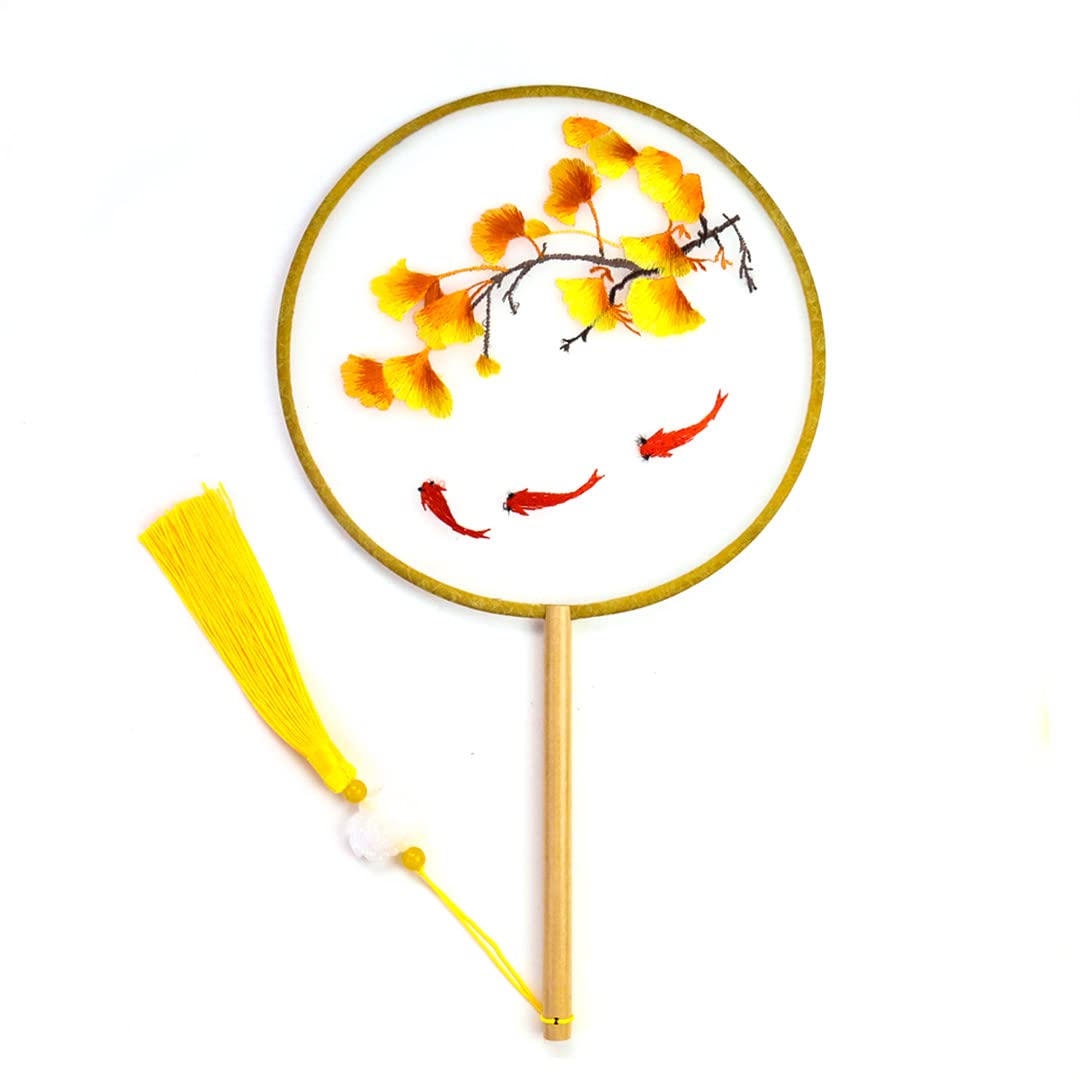 Lmtossey Embroidery Fan Double Side Handmade Suzhou Silk Decorative Fans Chinese Dance Art Craft Hand Held Fan Tassel Hanfu Home Decor