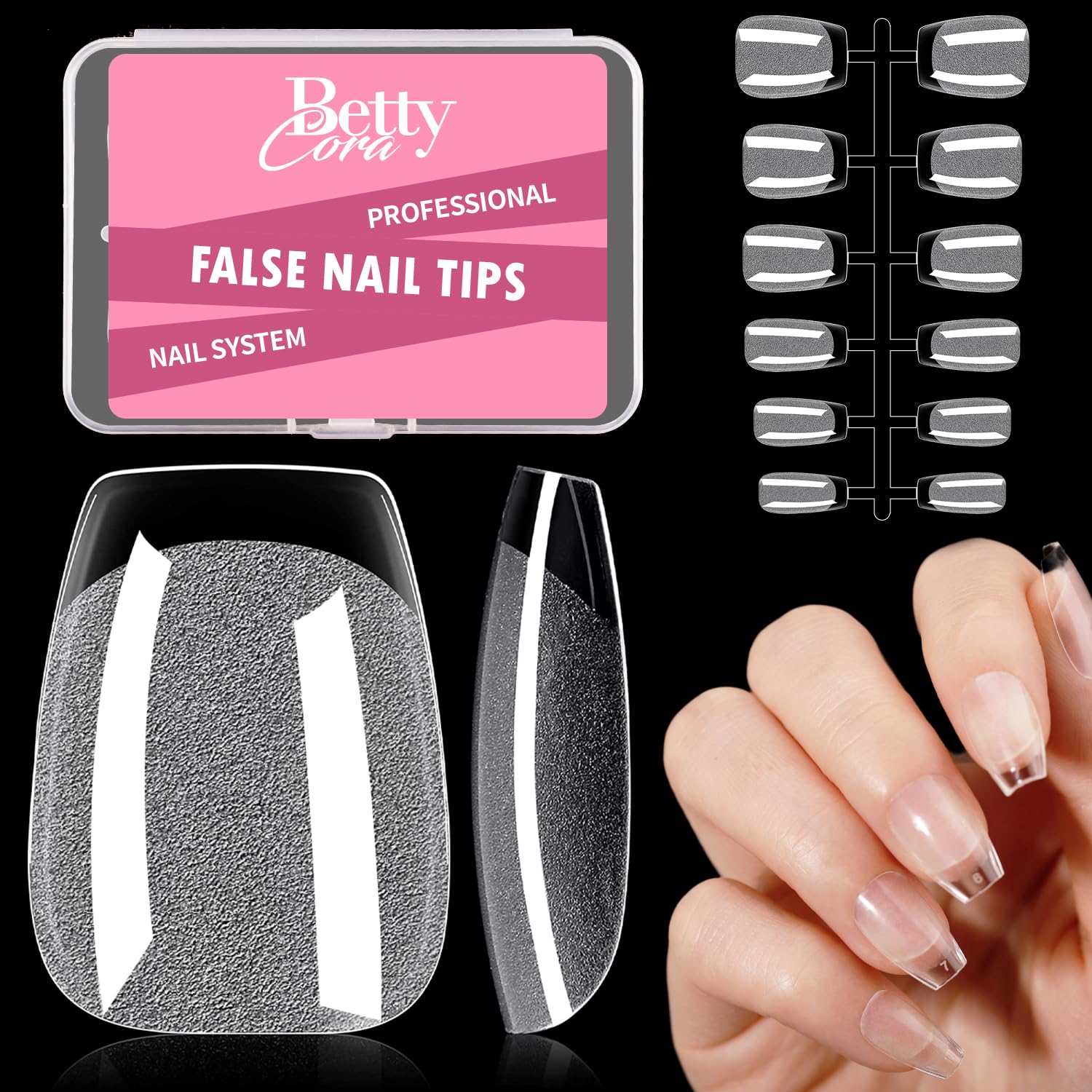 Duck Nail Tips, BettyCora Duck Feet Flared Nail Tips for Acrylic Y2K Nails Design, Half Cover Clear Gel x Nail Tips No C Curve French Tips 120Pcs, 12 Sizes