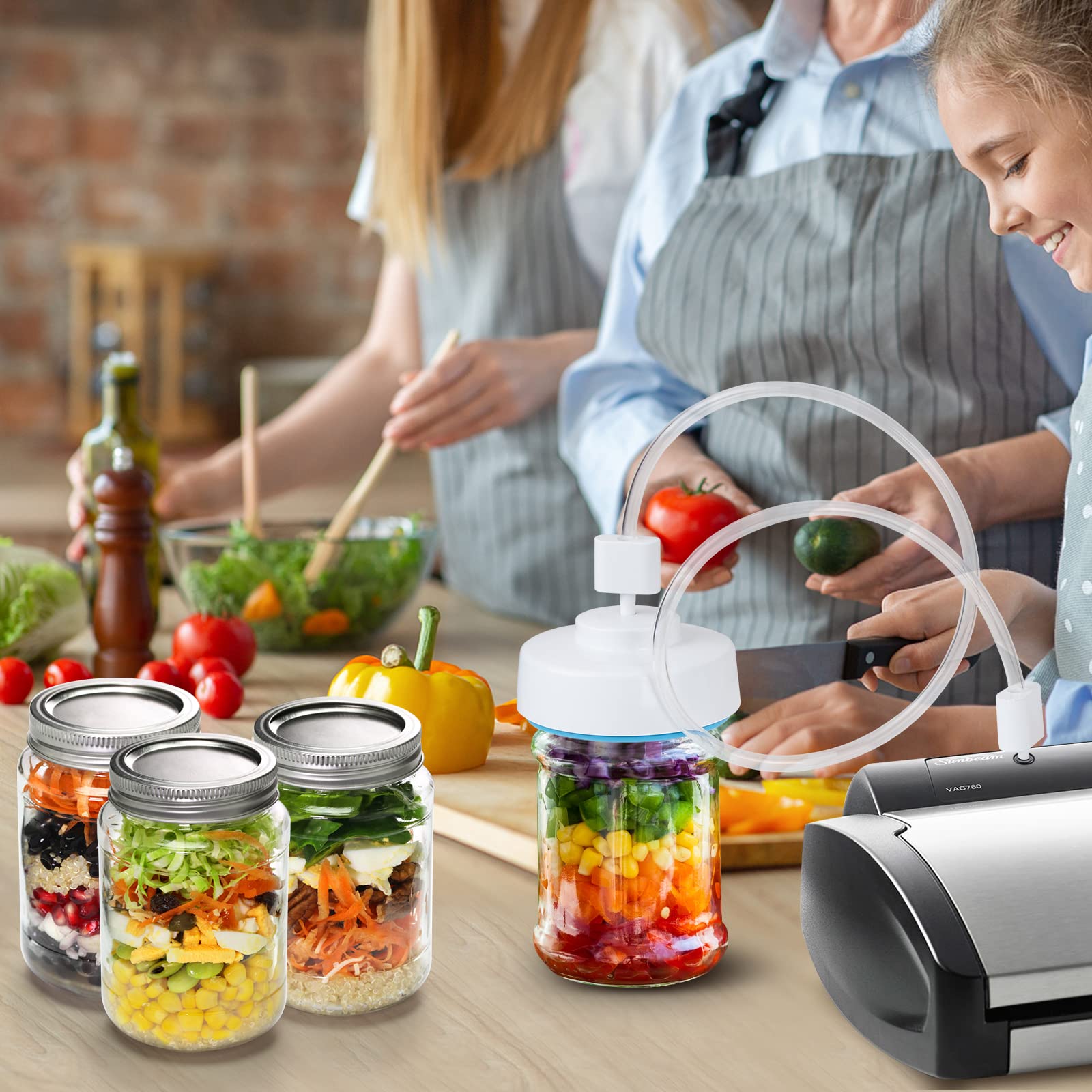 Jar Sealer for FoodSaver Vacuum Sealer, Canning Jars Vacuum Sealer Kit with Accessory Hose for Regular and Wide Mouth Mason Jars
