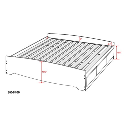 Prepac Mate's King 6-Drawer Minimalist Platform Storage Bed, Contemporary King Bed with Drawers 81.5" D x 78.5" W x 18.75" H, Espresso, EBK-8400-K