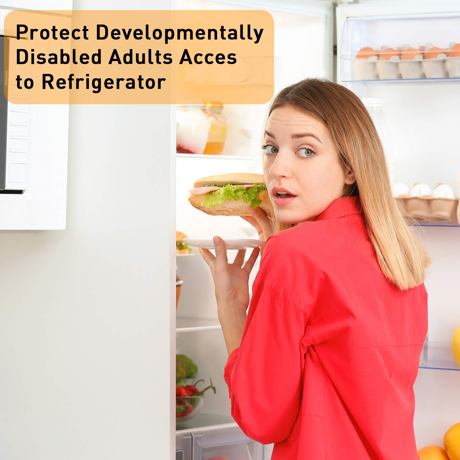 Fridge Lock, Refrigerator Lock for Children - Magnetic Key Child Lock for Refrigerator, Cabinet, Drawer Convenient and Safe (Black)