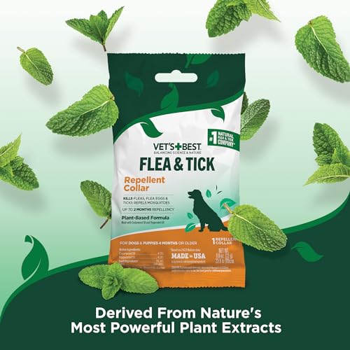 Vet's Best Flea and Tick Repellent Collar for Dogs - Flea and Tick Prevention for Dogs - Plant-Based Ingredients - Small to Large Dog Flea Collar - Up to 20β Neck Size