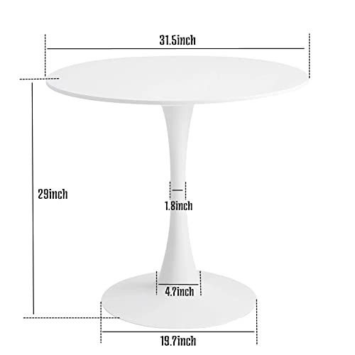 Round Dining Table White with Pedestal Base,31.5" Modern Tulip Dining Room Table for 1-4 People,Pedestal Dining Table with Round Top for Kitchen Living Room (Tulip Dining Table White)