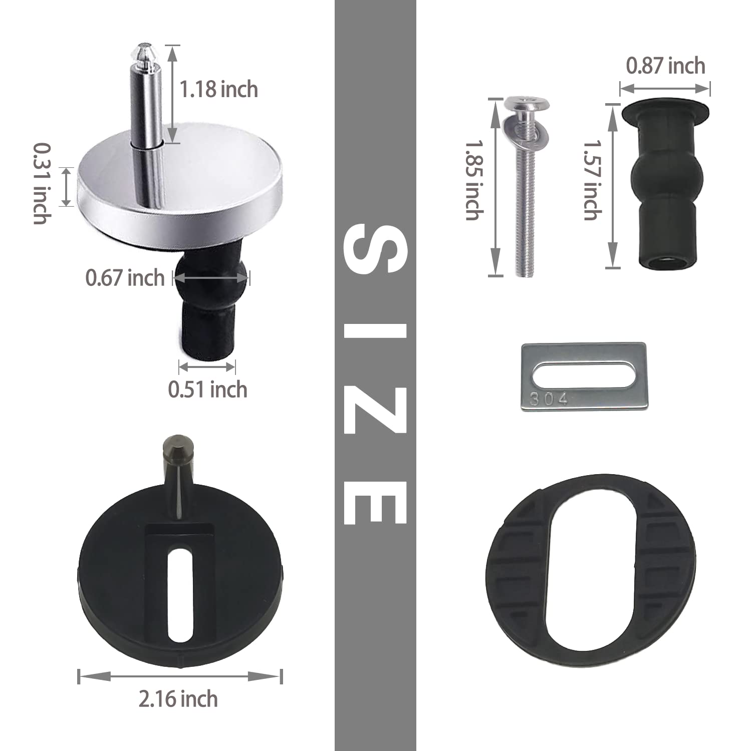 MUU Universal Toilet Seat Bolts and Screws,Quick Release Top Hinge Fixings,Easy to Install- Toilet Seat Replacement Parts Kit(2 Pcs)