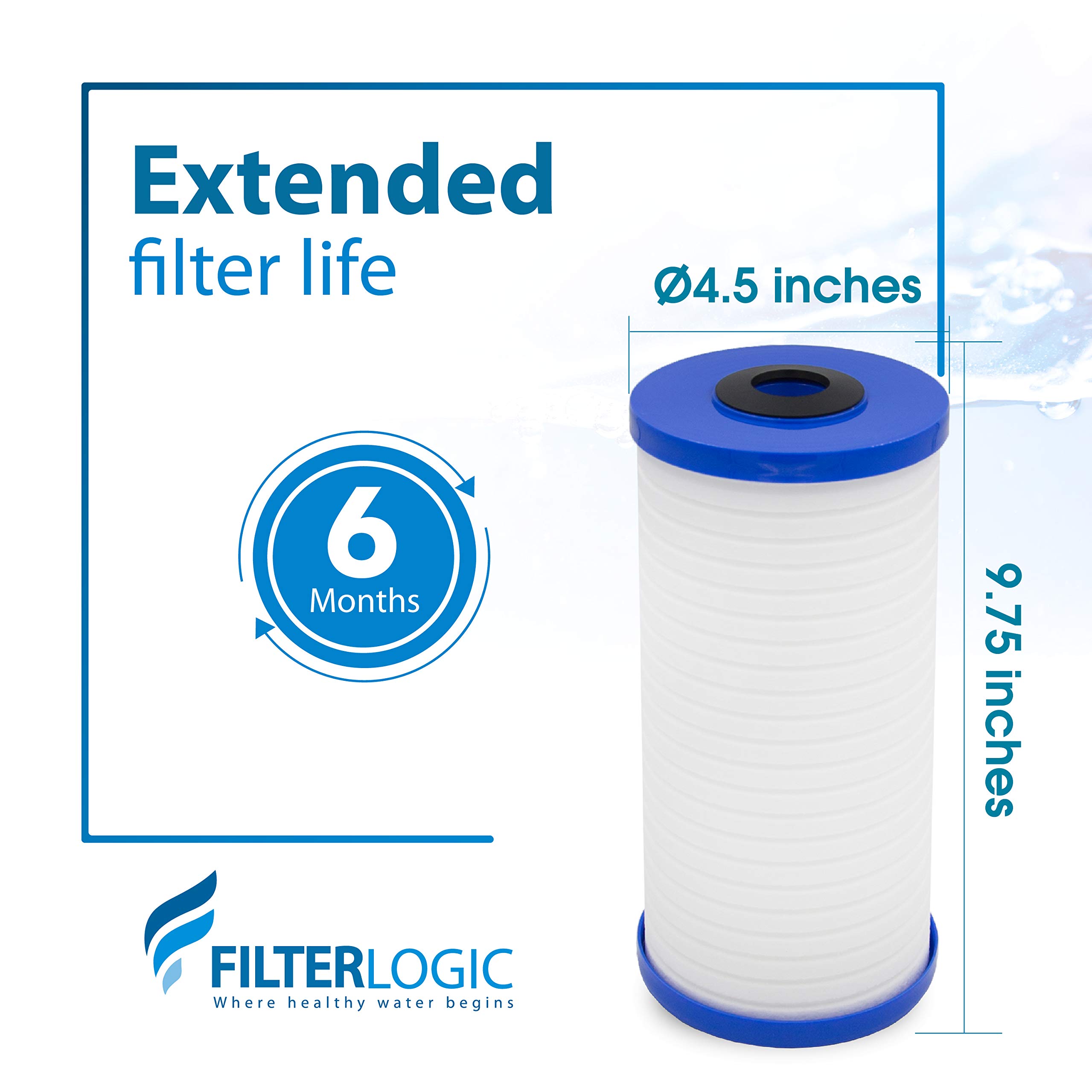 Filterlogic AP810 Whole House Water Filter, Replacement for 3M Aqua-Pure AP810, AP801, AP811, Whirlpool WHKF-GD25BB, WHKF-DWHBB, 5 Micron, 10" x 4.5", Well & Tap Water Filter, Pack of 3