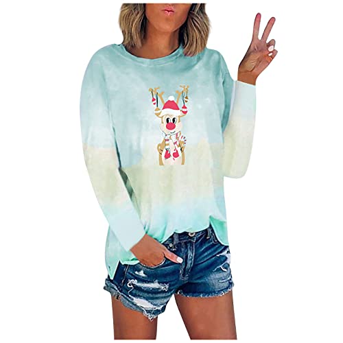Lmzaren Women Fashion Comfortable Tops Padded Fall and Winter Crew Neck Pullover Long Sleeve Loose Sweatshirt Sweatwear