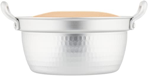 Hokuriku Aluminum Stepped Pot with Wooden Lid, Mansaden, 7.3 inches (18.5 cm), For Gas Fire, Made in Japan