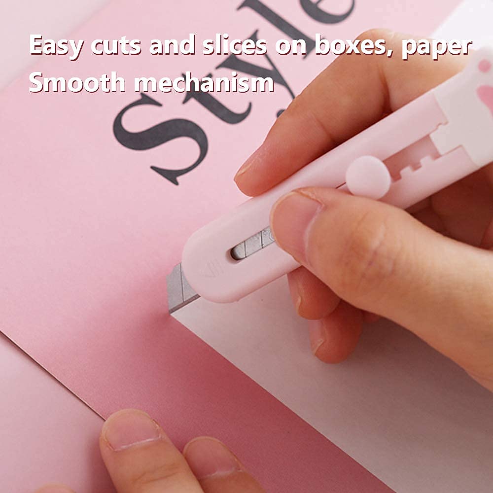 Leven Cute Retractable Box Cutters, 3 Utility Knife, Sharp Cartons Cardboard Cutter Razor Knife for Christmas, Smooth Mechanism Perfect for Office and Home Use