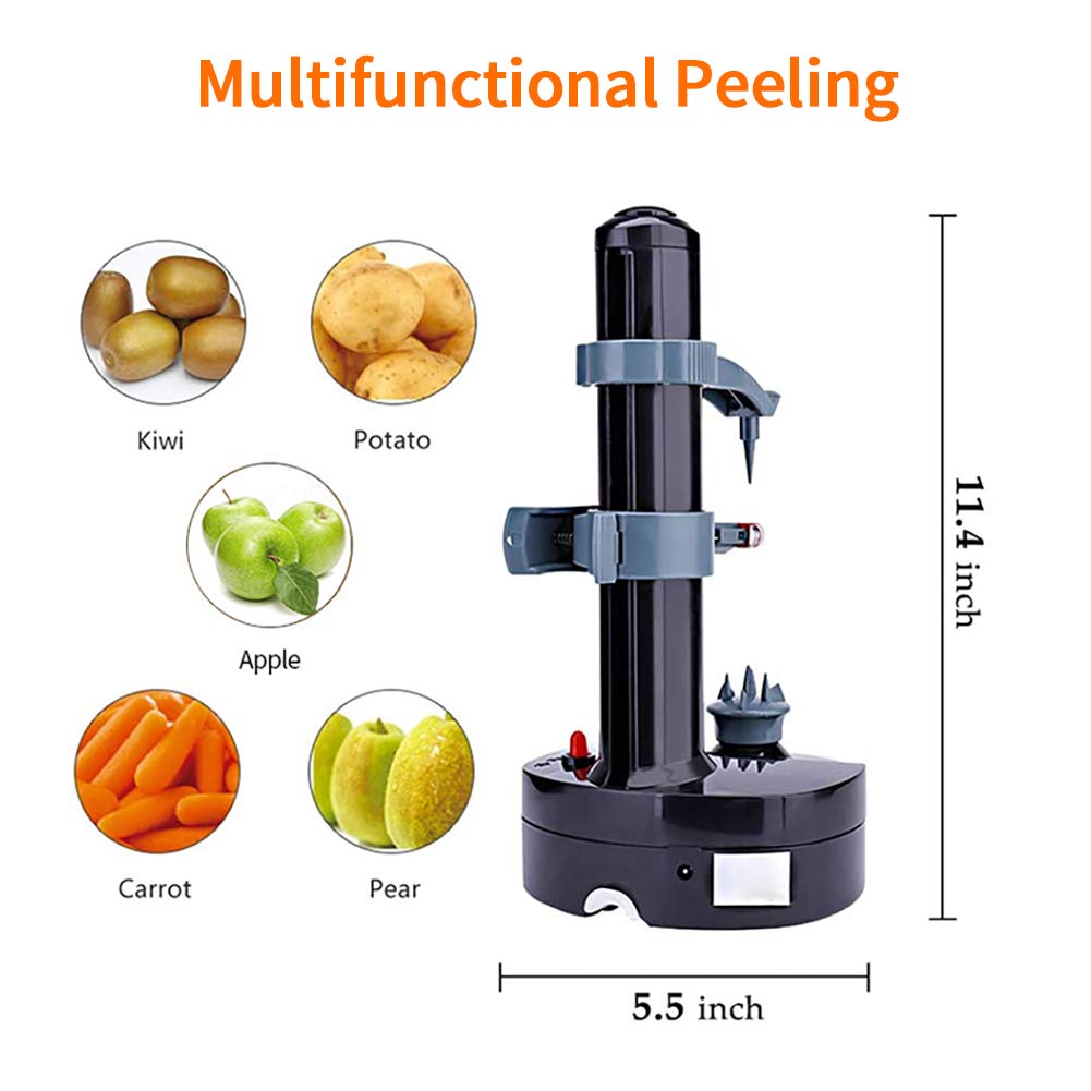 Electric Potato Peeler Automatic Apple Peeler + 18 Replaceable Blades Electric Fruits Vegetables Peeler,COWSTOOK(Black)
