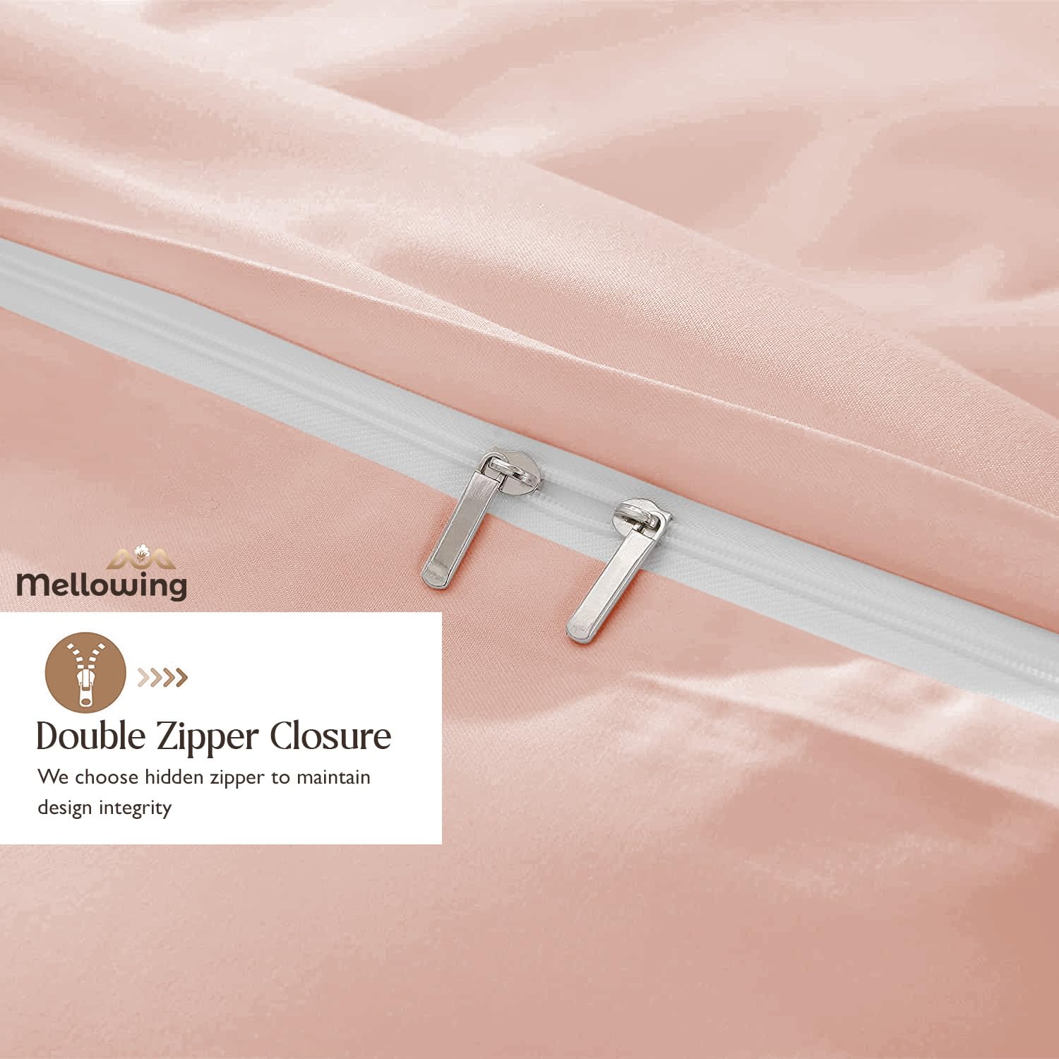 Mellowing 800 Thread Count King/Cal King (94x104) Duvet Cover - Premium Duvet Cover Soft & Breathable - 3 pcs All Season Comforter Cover with Zipper Closure & Corner Ties (Blush)