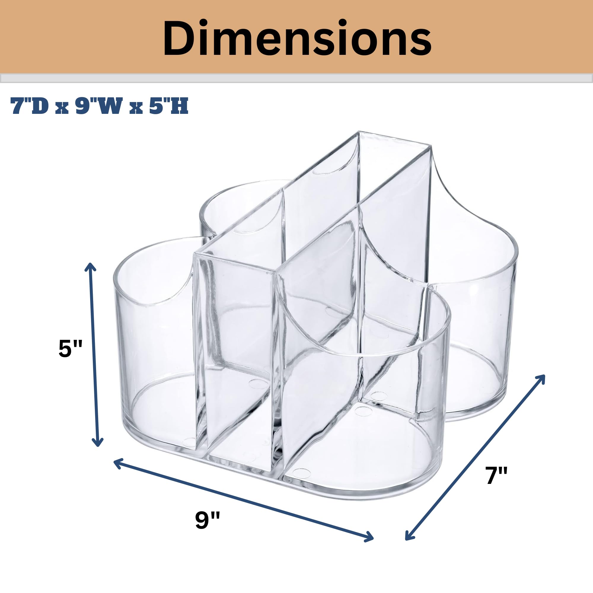 Fonteme Cutlery Caddy Organizer - 5 Compartments | Clear Cutlery Organizer for Tools, Kitchen Gadgets, Beauty Items, and More | Stay Organized with this Sleek and Practical Silverware Caddy