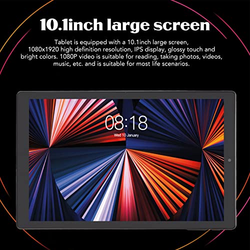 Luqeeg 10.1 Inch Tablet, 1080P Full HD Tablet, 1080x1920 IPS Touchscreen, 11, 4GB+64GB, 8MP+13MP, Type C, 8000mAh Fast Charging Battery