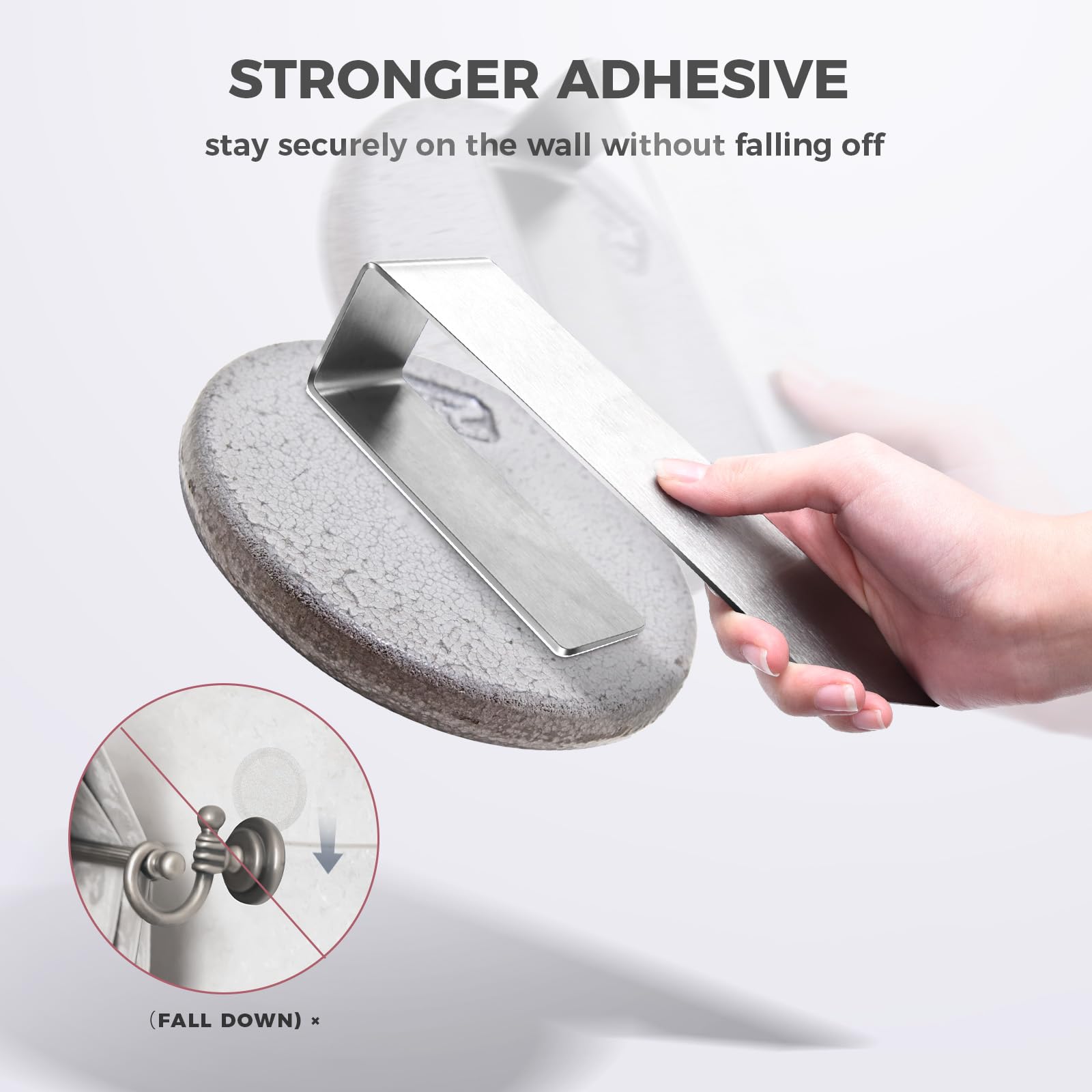Wall Mount Towel Holder Self Adhesive Towel Rack 304 Stainless Steel Stick on Hand Towel Stand 8 Inch Heavy Duty Towel Hanger for Bathroom No Drilling Towel Bar Hardware Brushed Silver 1 PCS