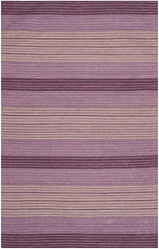 SAFAVIEH Marbella Collection Area Rug - 5' x 8', Lilac, Handmade Flat Weave Stripe Wool, Ideal for High Traffic Areas in Living Room, Bedroom (MRB281A)