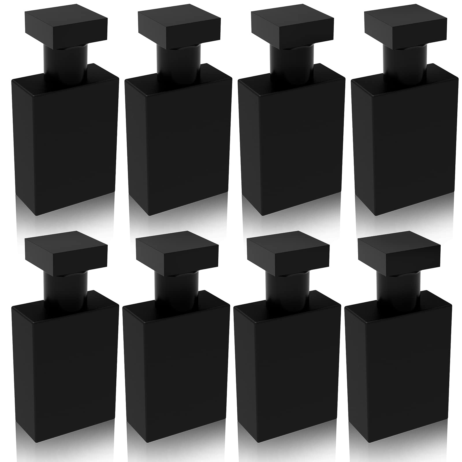Foraineam 8 Pack 30ml / 1 oz. Black Refillable Perfume Bottles, Portable Square Empty Glass Perfume Atomizer Bottle with Spray Applicator