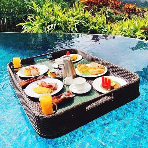 Floating Tray Floating Serving Tray Swimming Pool Floating Tray Table & Bar, Family Size Floating Refreshments Holding Tray for Snacks and Drinks (Color : 80x80x15cm)