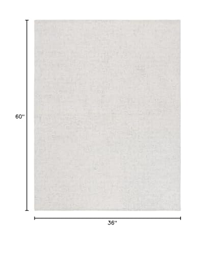 SAFAVIEH Micro-Loop Collection Accent Rug - 3' x 5', Light Grey & Ivory, Handmade Wool, Ideal for High Traffic Areas in Entryway, Living Room, Bedroom (MLP537F)