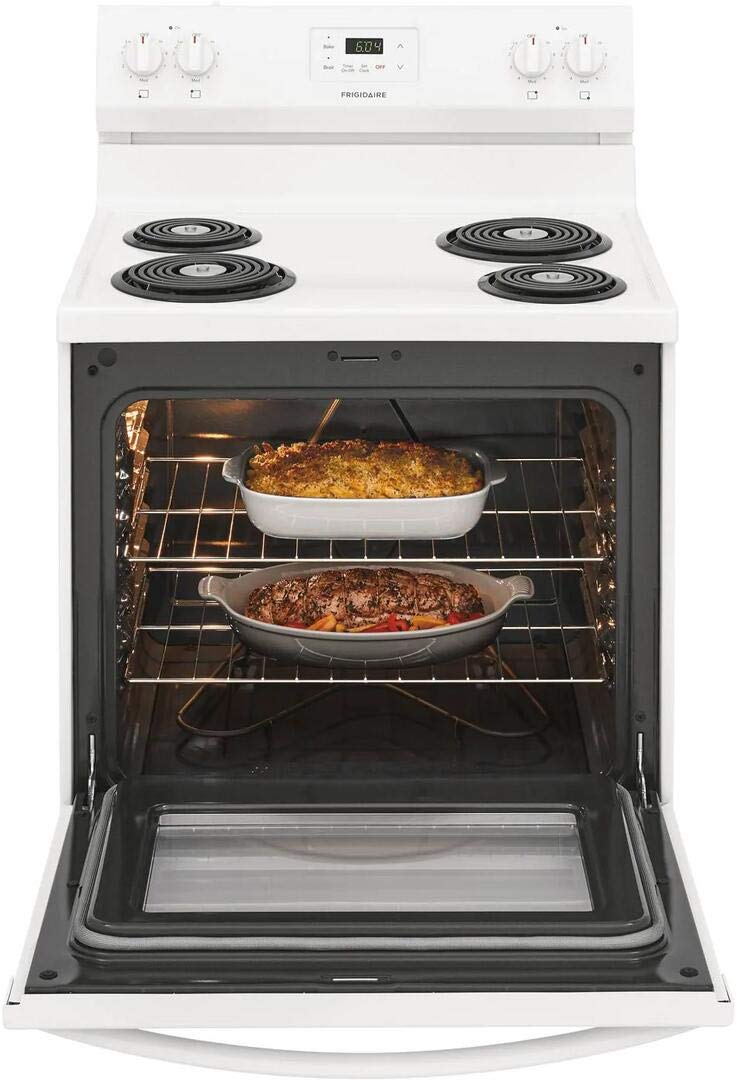 Frigidaire FCRC3012AW 30" Electric Range with 4 Coil Elements 5.3 cu. ft. Oven Capacity Store-More Storage Drawer Electronic Kitchen Timer in White