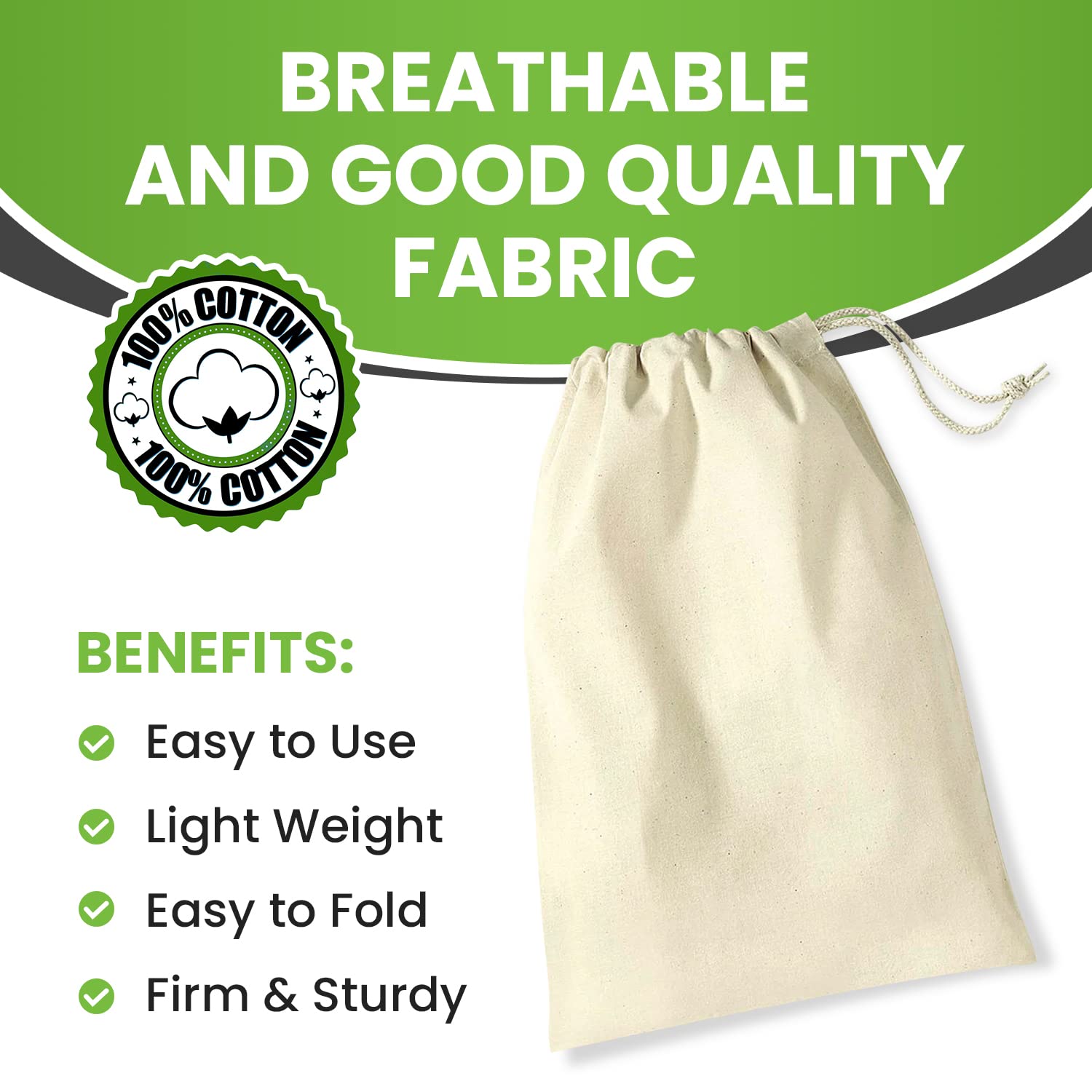PACK of 2, 100% Cotton Extra-Large Laundry Bag 24 Inches by 36 Inches in Natural Color by Linen Clubs - Lightweight and Durable, gives you a long-term solution to your laundry carrying needs