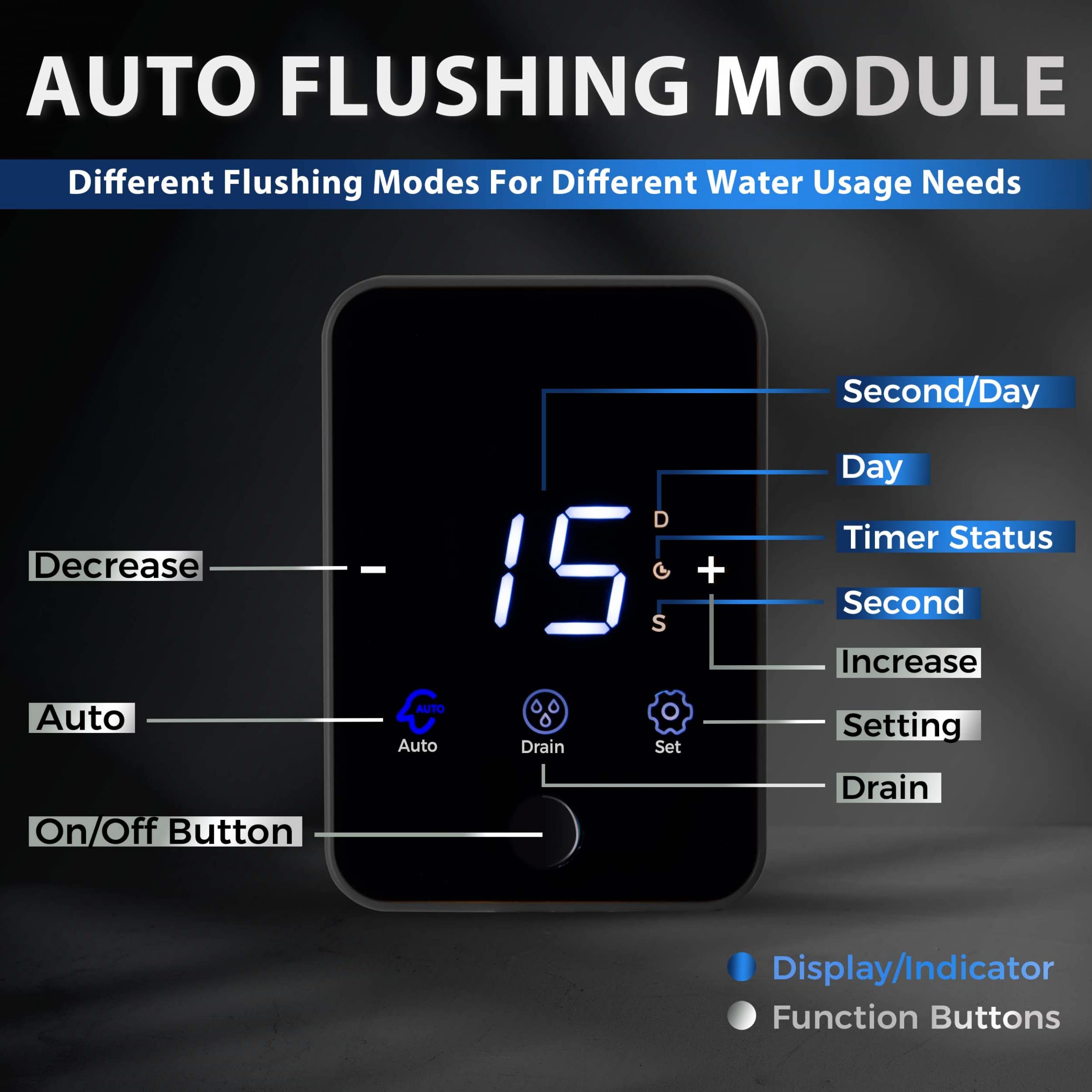 iSpring WSP50ARJ Spin-Down Sediment Water Filter, Upgraded Jumbo Size, Large Capacity, Reusable with Touch-Screen Auto Flushing Module, Brass Top Clear Housing, 50 Microns