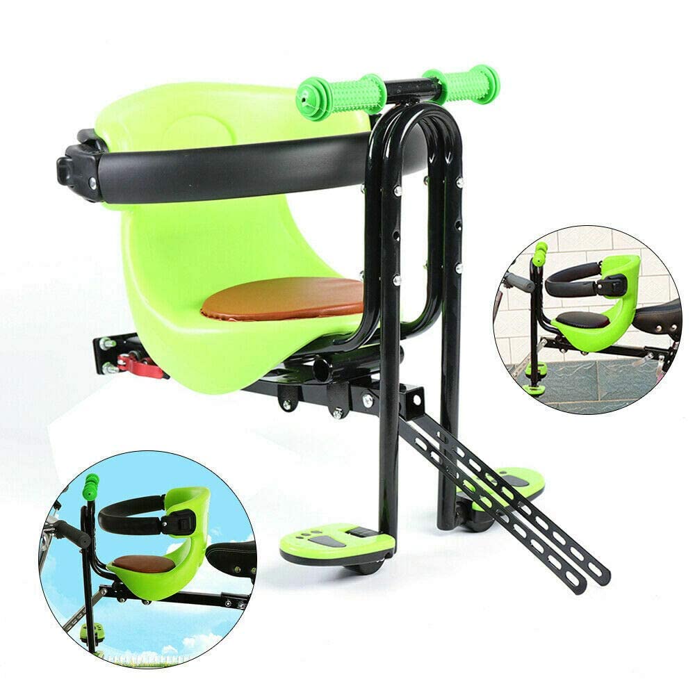 Gdrasuya10 Child Bicycle Seat Load 30kg, Safety Stable Bicycle Kids Seat Front Seat with Fold Pedals and Nonslip Handrails