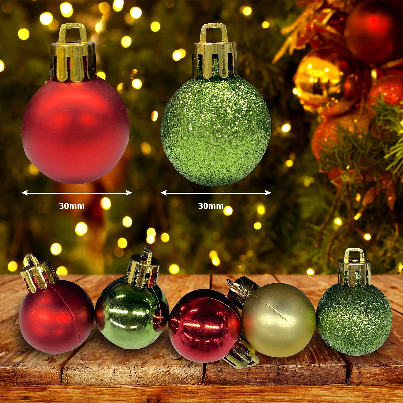 Fimcosy 1 Inch Miniature Christmas Ball Ornaments Set of 49 pcs Mini Christmas Tree Decorations for Small Christmas Tree Decor Home Indoor Decoration