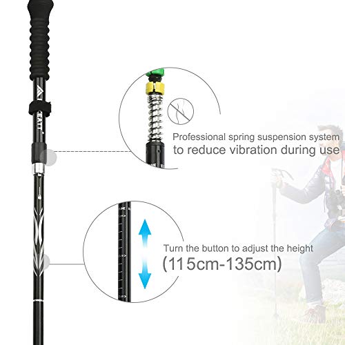 Forceatt Trekking Poles, Two Shock-Absorbing Collapsible Trekking Poles,Sturdy and Lightweight Aluminum Alloy 7075, EVA Grip, Adjustable Length, Quick Lock, Suitable for Camping Hiking Backpacks