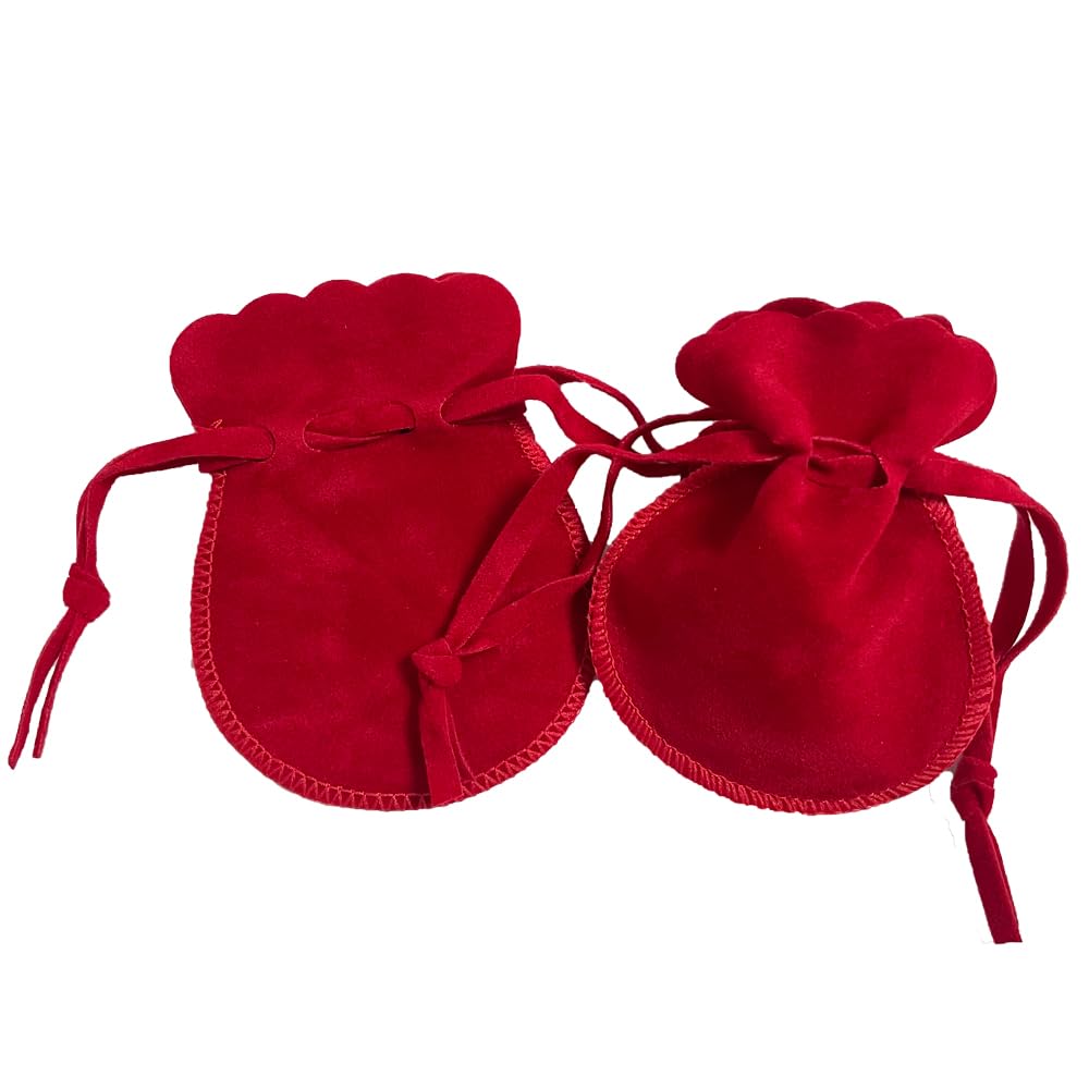 wanerxin 10pcs Mini Small Velvet Drawstring Pouches Gift Bags for Jewelry,Ring,Earrings,Earphone,Wedding Favors, Party Favors,2.7" X 3.6"(red)
