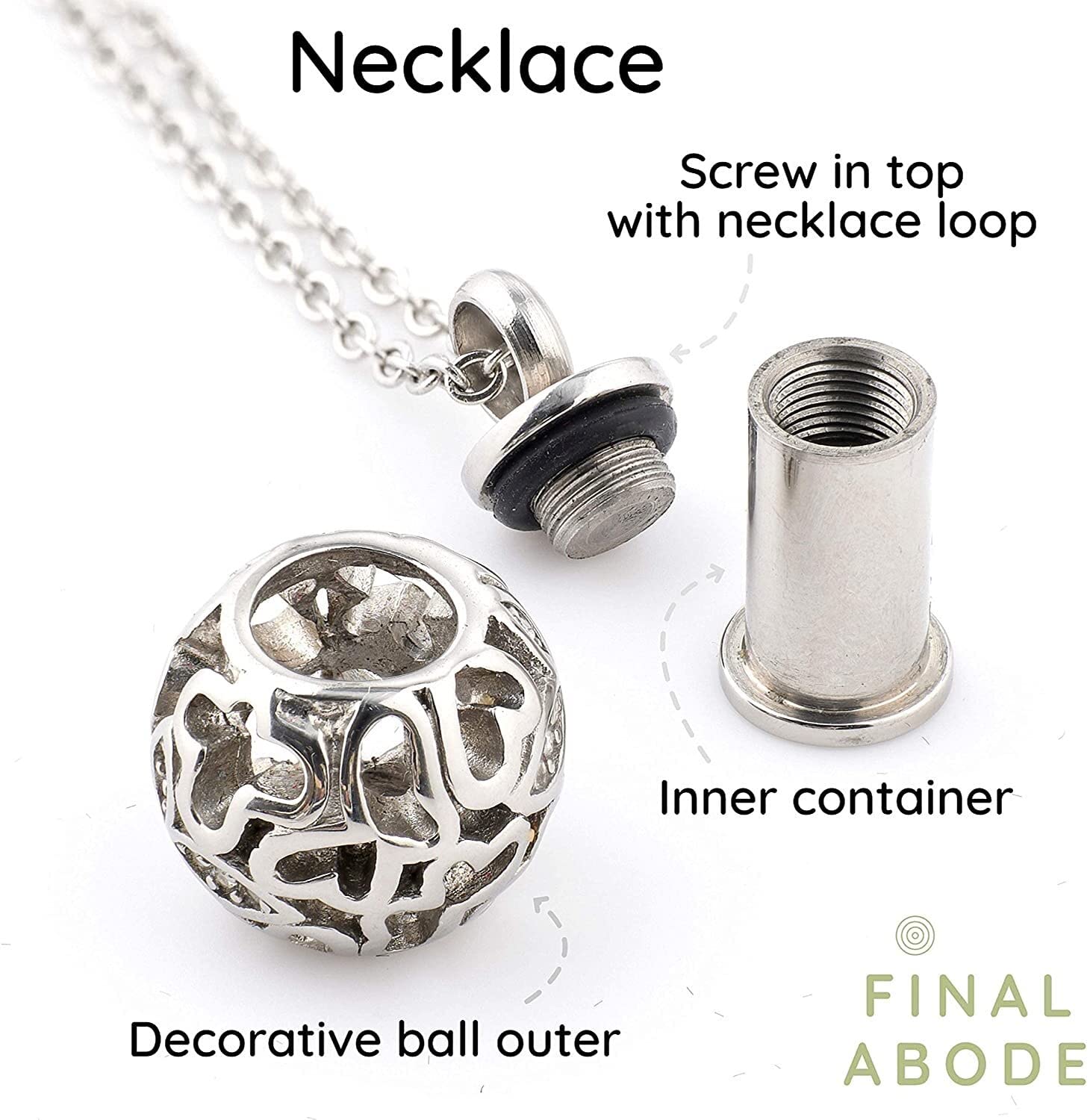 Final Abode Cremation Memorial Urn for Ashes and Stainless Steel Pendant Necklace - Blue Funeral Burial Engravable Urn - Pendant with Chain Engraved - Protective Black Velvet Bag for Transport