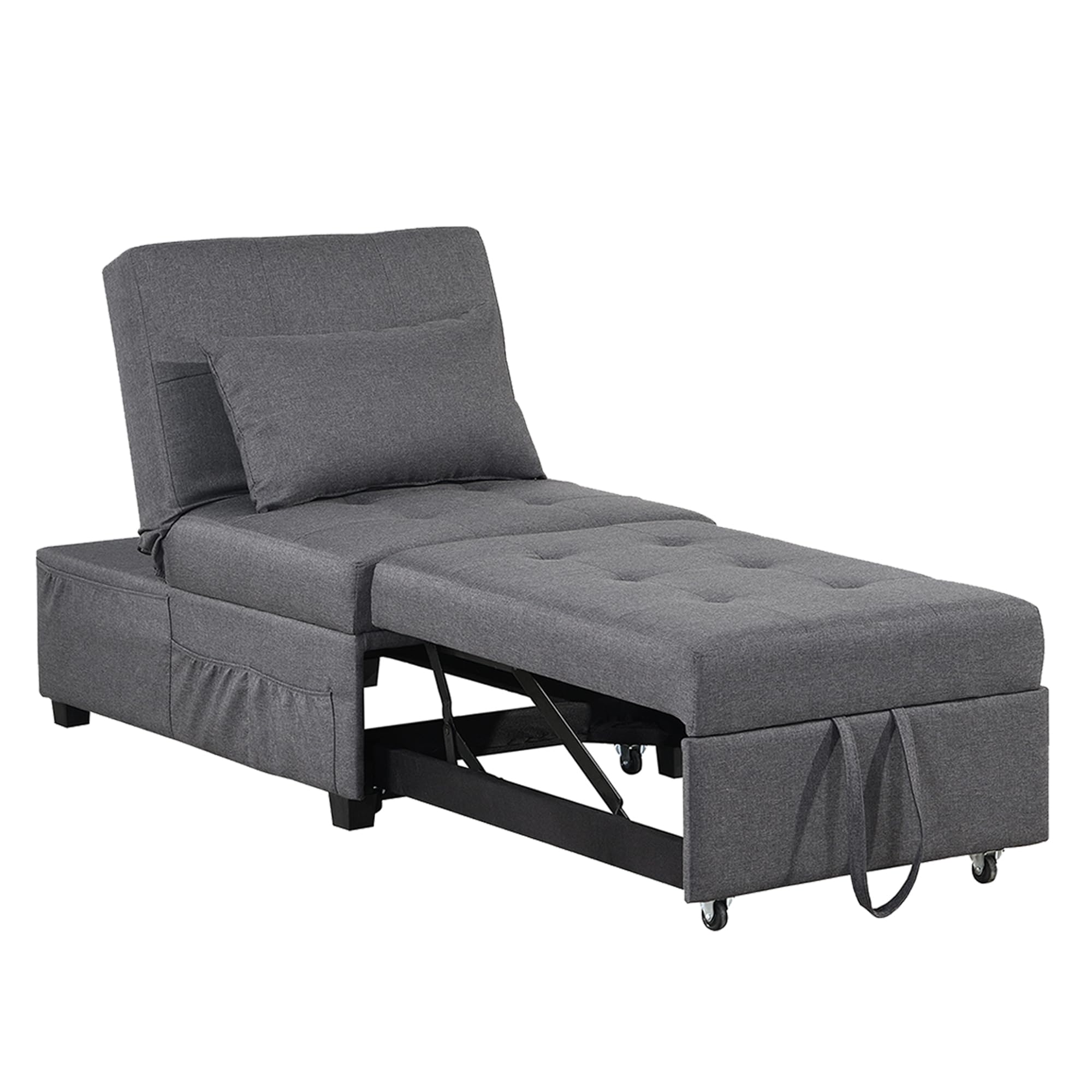 SENIFIS Sofa Bed Chair, 3-in-1 Convertible RV Sleeper Chair Bed with Adjustable Backrest & Pillow, Modern Faux Leather Pull Out Sofa Bed for RV, Small Space, Living Room, Office (PU Black)