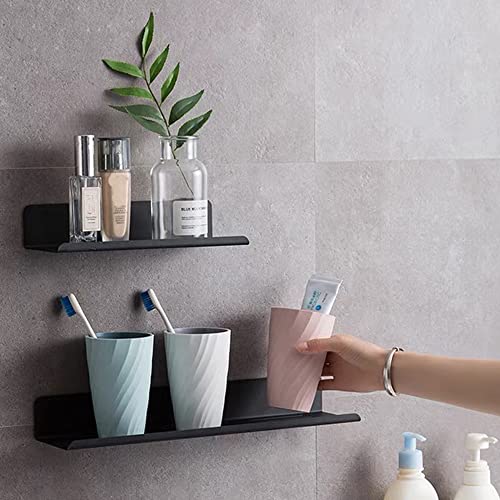 SDlemeiy Floating Shelves Wall Mounted Bathroom Shelf,Wall Mounted Hanging Shelves,Metal Display Wall Shelf,Wall Mounted,Carbon Steel Material (Black, 15.9inch)