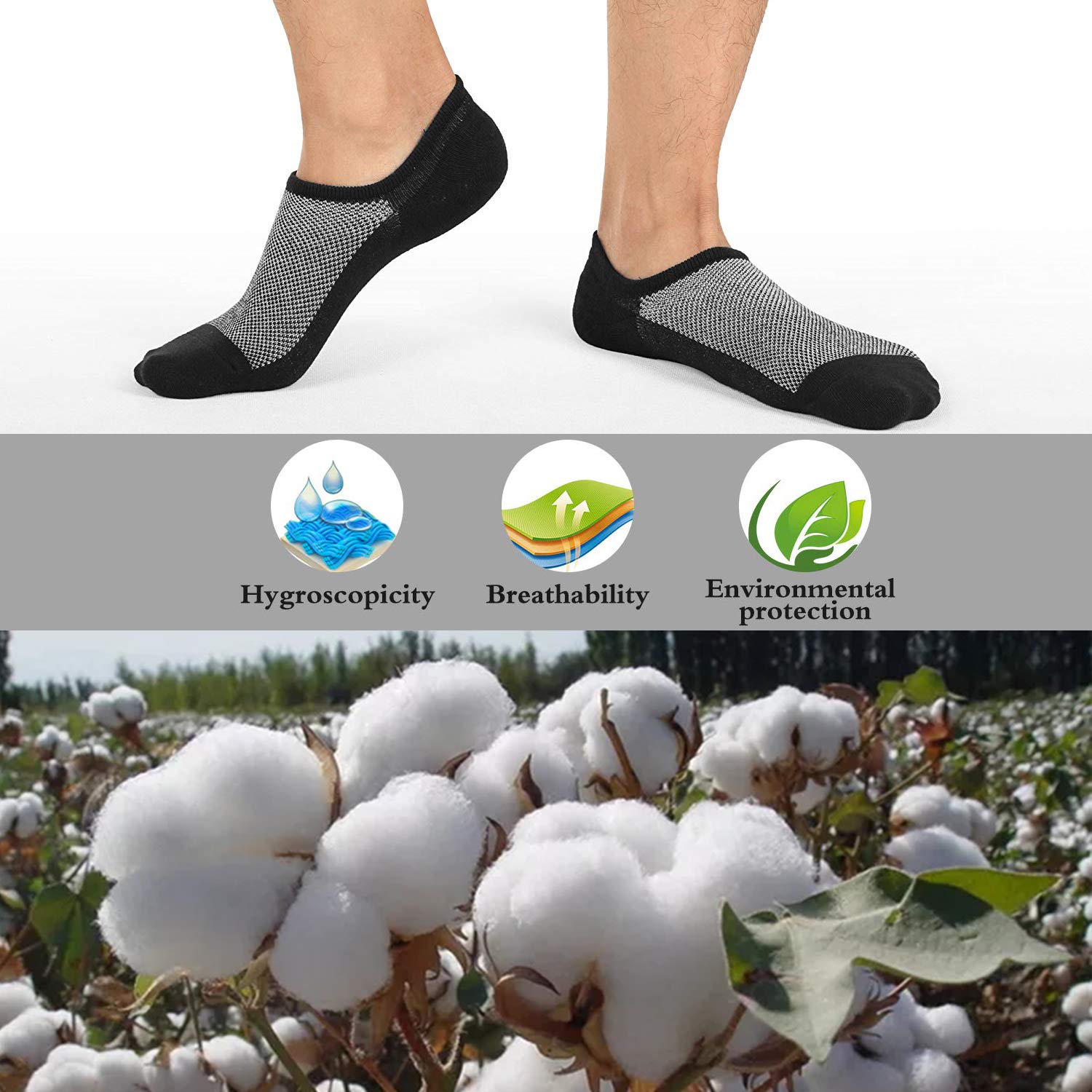 Faustine No Show Socks Ankle Low Cut Socks for Mens, Non Slip, 8 Pairs 16 Pairs (8 Pairs (Grey), L/XL(US Men Shoes Size 10-14))