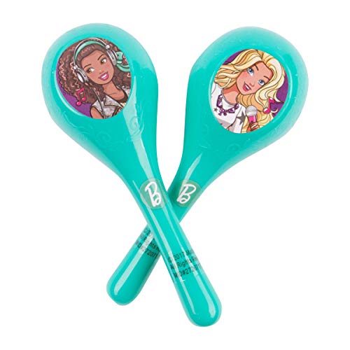 Sakar Barbie Six Piece Kids Drum Kit Musical Barbie Toys, Drum Set for Kids Music & Education, Comes with 4 Kids Instruments, 2 Drum Sticks, Bonus Toy Strap for Drums