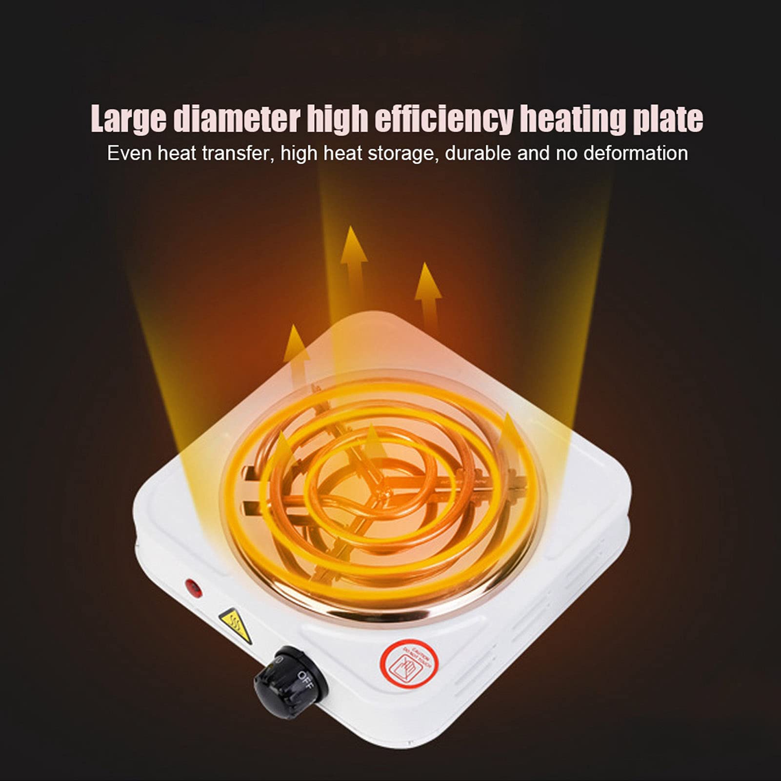 Electric Single Burner, 1000W Portable Electric Coil Hot Plate, Adjustable Temperature Single Electirc Cooktop with Power Indicator Lights for Dorm Office Home, Compatible with All Cookware