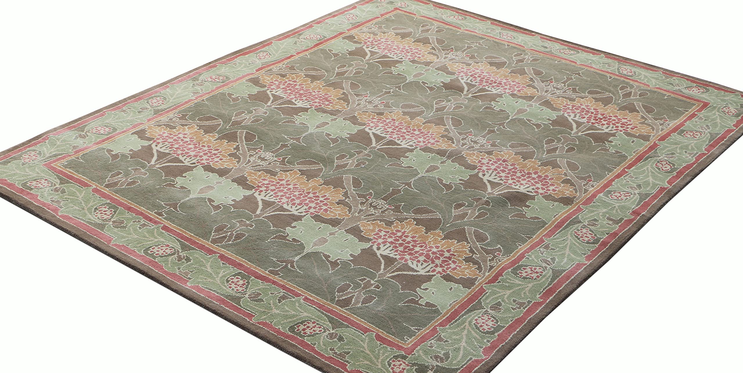 USA RUG Old Hand Made Pattern William Morris Cecil Green Traditional Oriental Style 100% Woolen Area Rugs (8 ft x 10 ft)